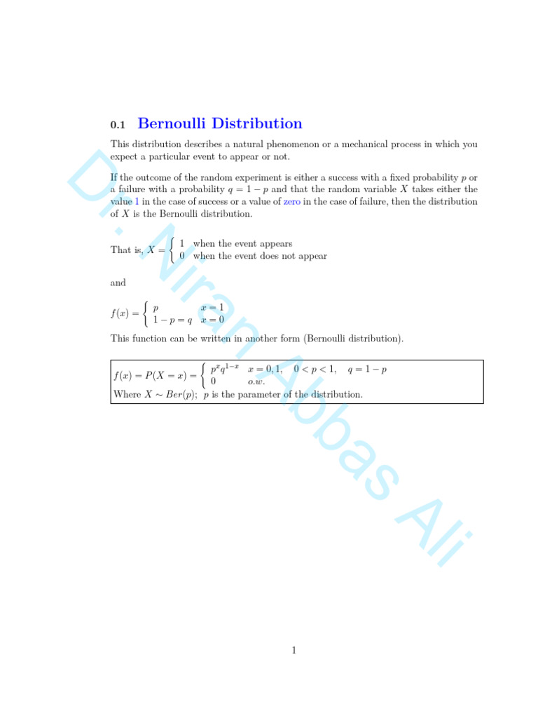 Bernoulli Distribution | PDF | Probability Distribution | Statistical ...