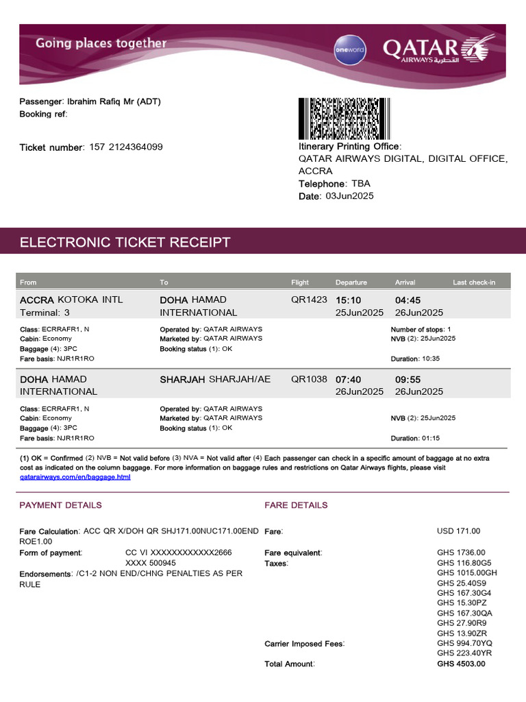 Your Electronic Receipt | PDF | Airlines | Civil Aviation