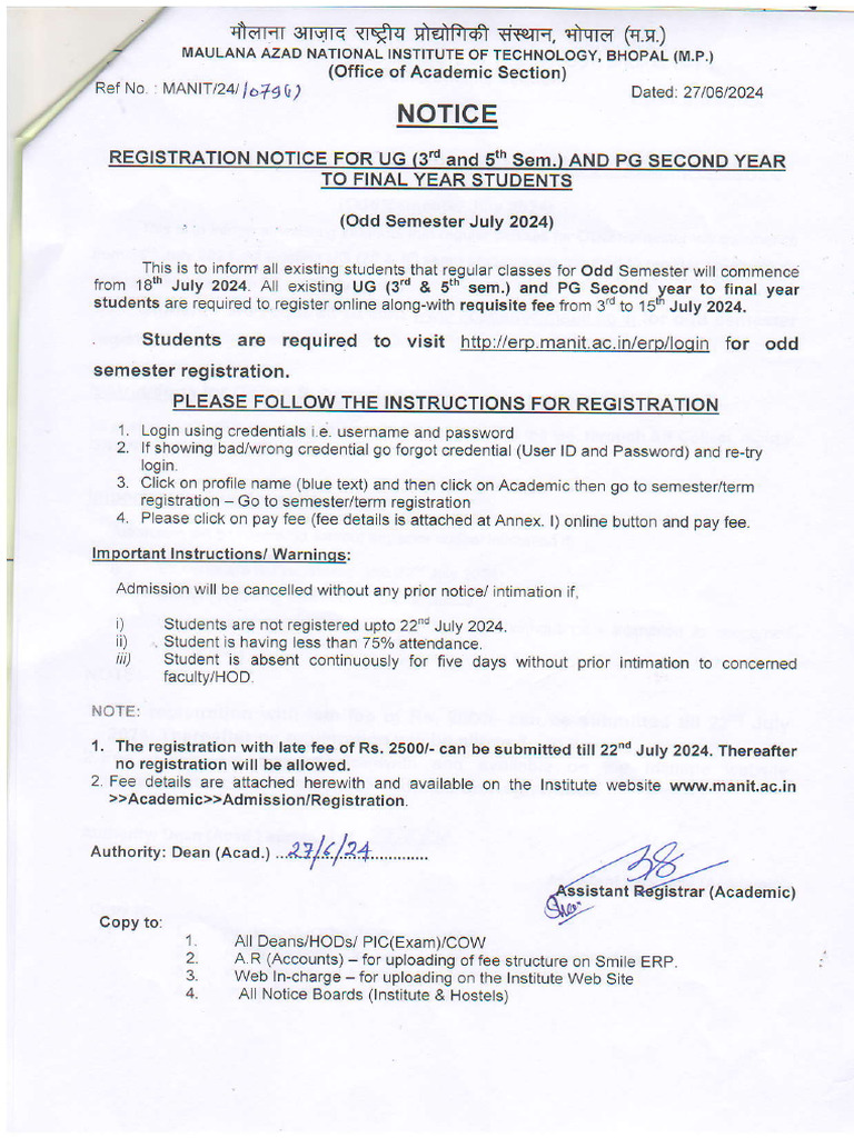 UG/PG Registration Notice for July 2024 | PDF | Computer Access Control ...
