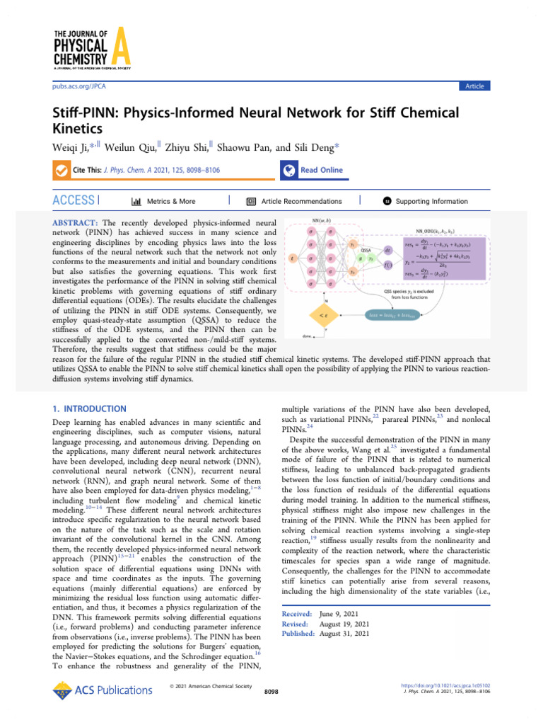 Ji Et Al 2021 Stiff Pinn Physics Informed Neural Network For Stiff Chemical Kinetics | PDF ...