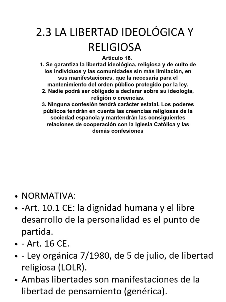 TEMA 2.LIBERTAD IDEOLÓGICA Y RELIGIOSA.pdf | PDF | Libertad | Libertad ...