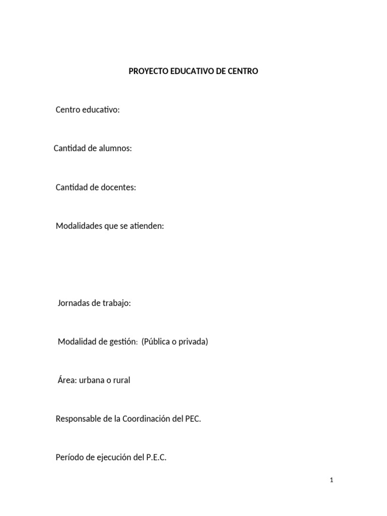 Proyecto Educativo Integral del Centro | PDF | Plan de estudios ...