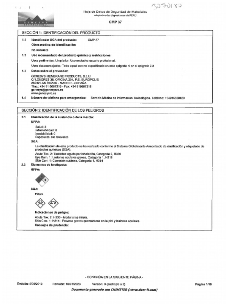 Detergente Acido Genesol 37 | PDF