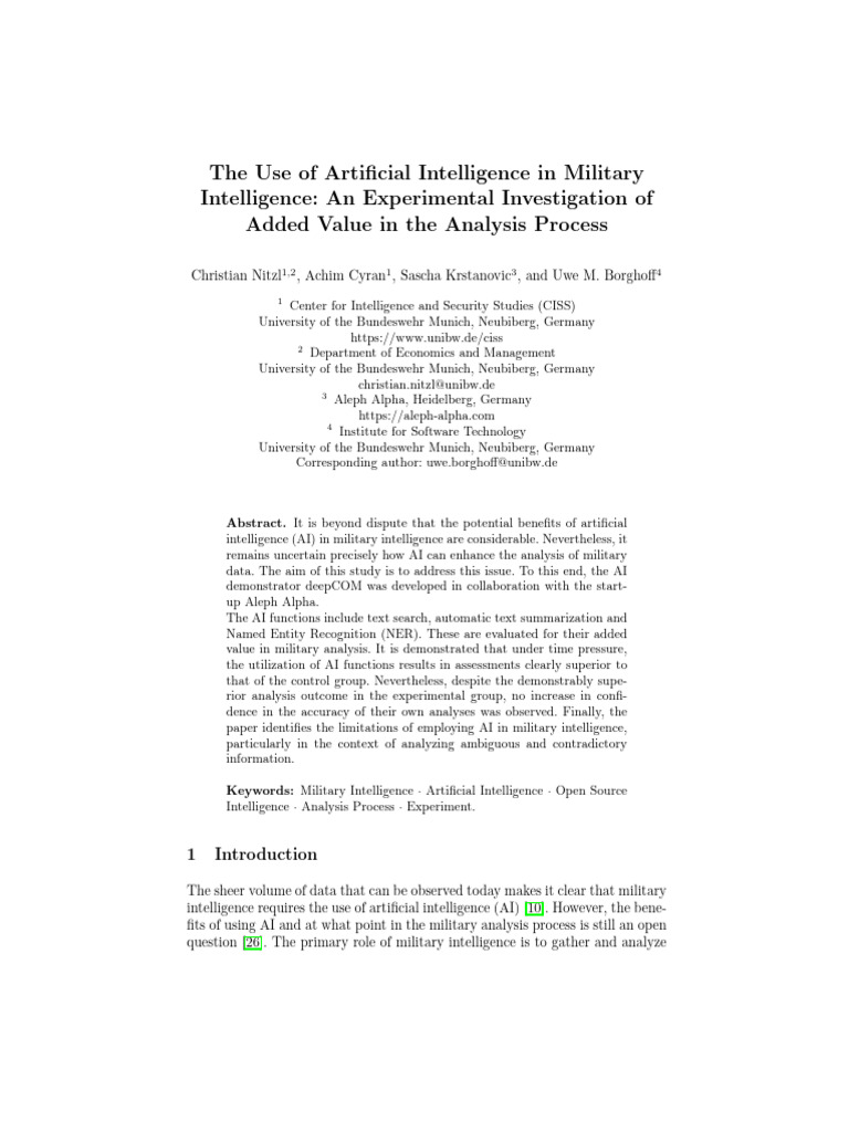 AI's Role in Military Intelligence Analysis | PDF | Artificial ...