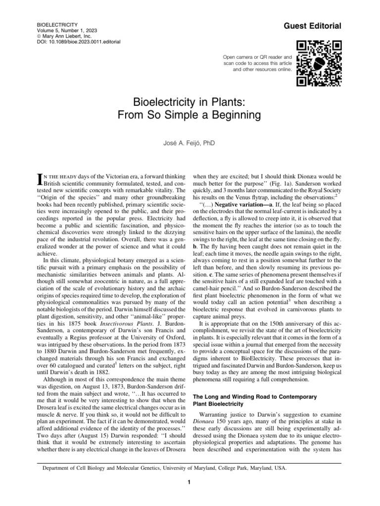 Bioelectricity in Plants | PDF | Electrophysiology | Mitochondrion