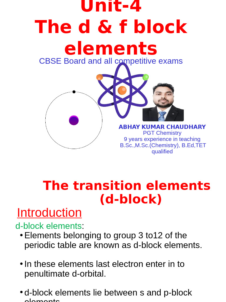 8 D and F Block Elements 1.pptx - 20250718 - 085535 - 0000 | PDF | Transition Metals | Periodic ...