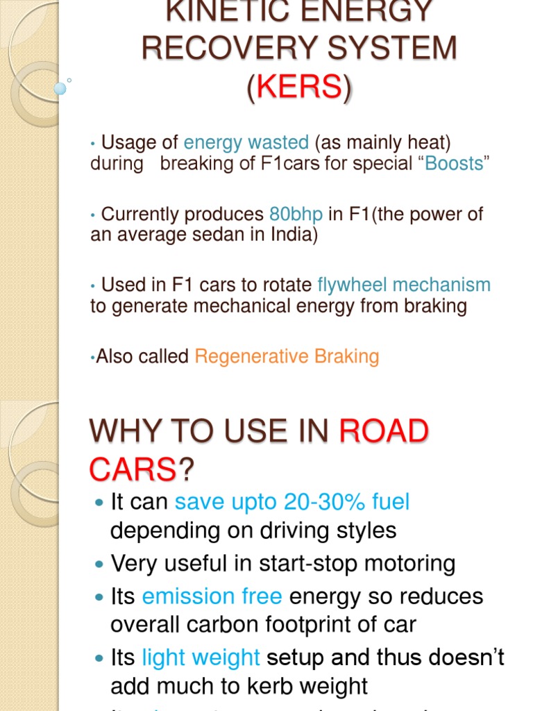 Kinetic Energy Recovery System (Kers) | PDF | Hybrid Vehicle ...