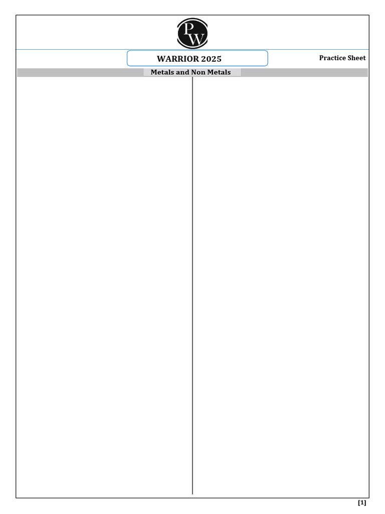 Metals and Nonmetals Worksheet | PDF | Salt (Chemistry) | Metals