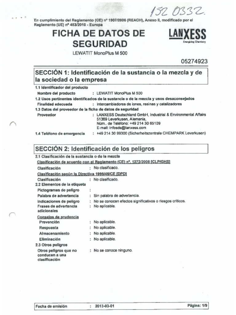 Lewatit Monoplus M 500 | PDF