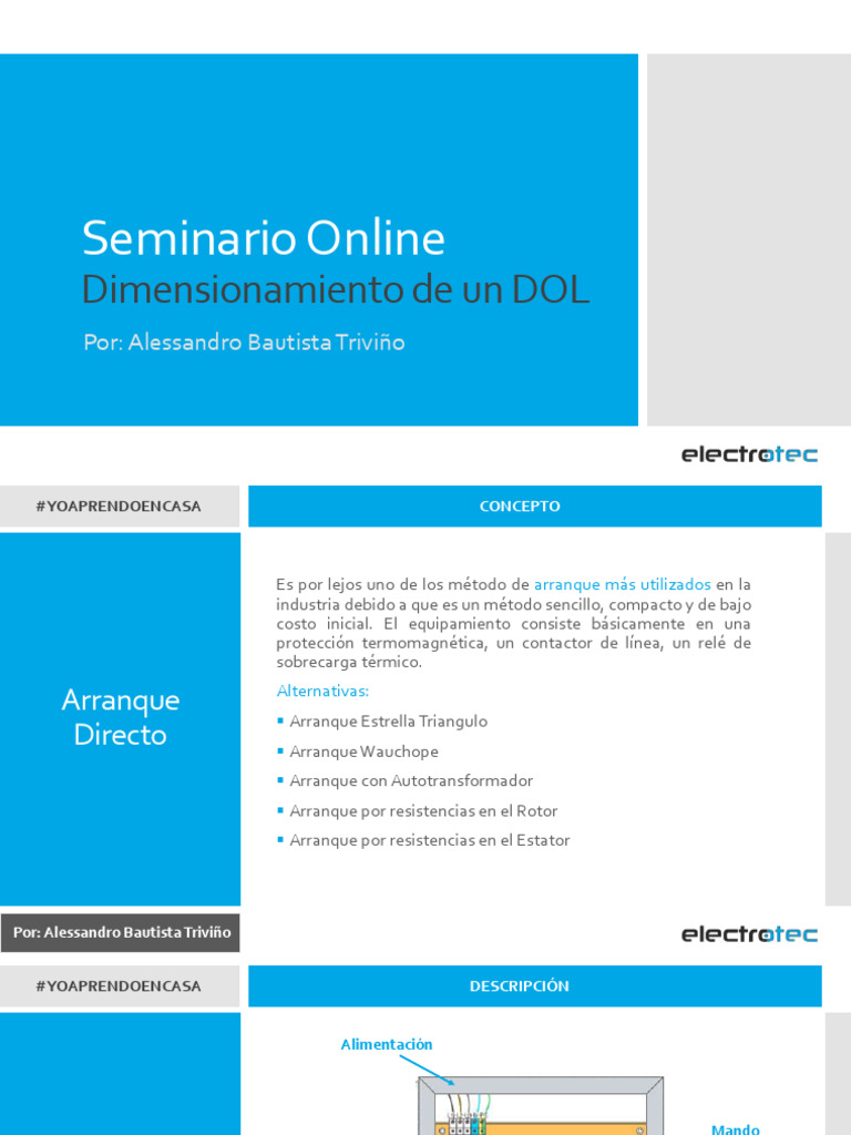Dimensionamiento de DOL en Seminario Online | PDF | Relé | Motor eléctrico