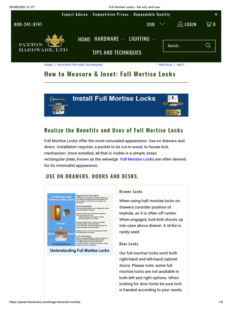 Full Mortise Locks: Installation Guide | PDF