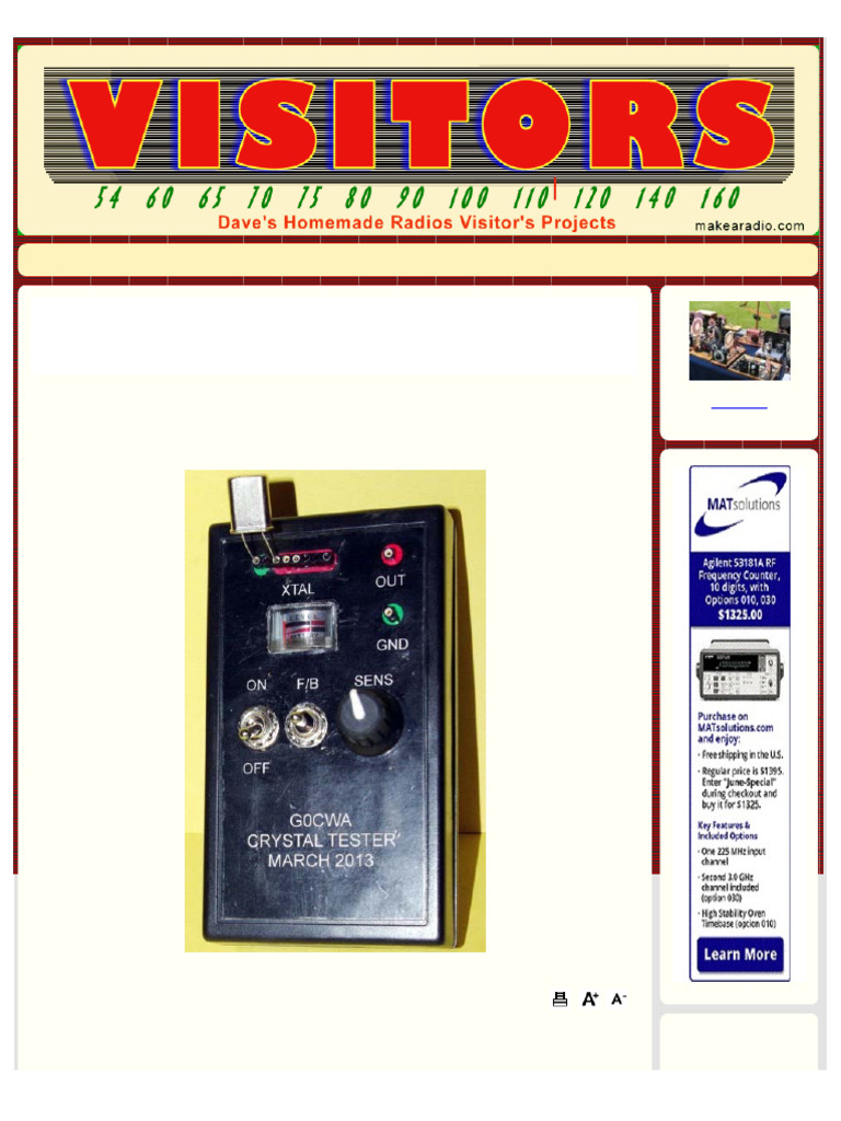 G0CWA Crystal Tester Project Guide | PDF | Detector (Radio) | Radio ...