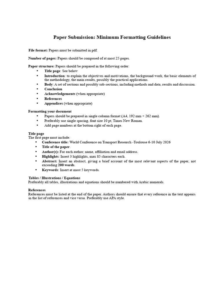 Paper Submission Minimum Formatting Guidelines 21-07-2025 | PDF