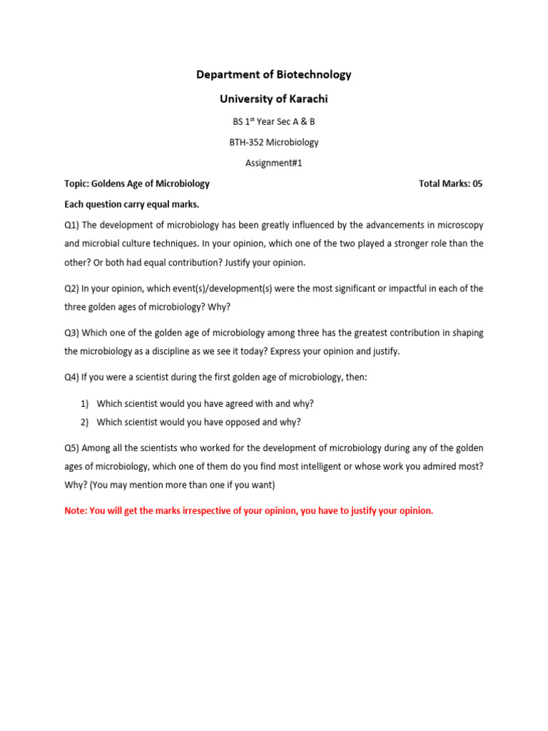 Microbiology Assignment #1 | PDF