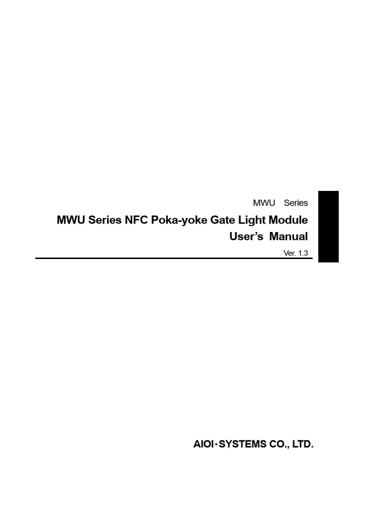 MWU2030FNSH NFC Gate Light Manual | PDF | Electrical Wiring | Lever