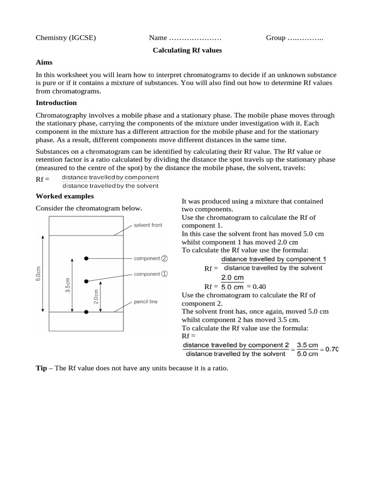 2-10 Calculating RF Values | PDF | Chromatography | Elution