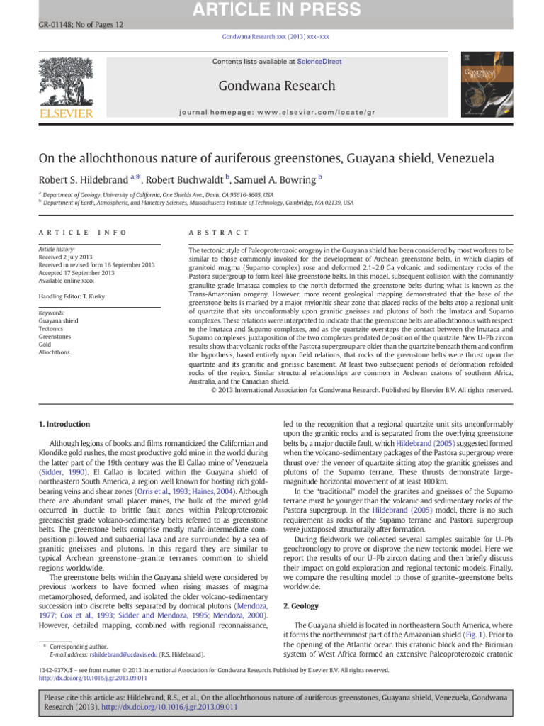 Allochthonous Auriferous Greenstones in Guayana | PDF | Isotopic ...