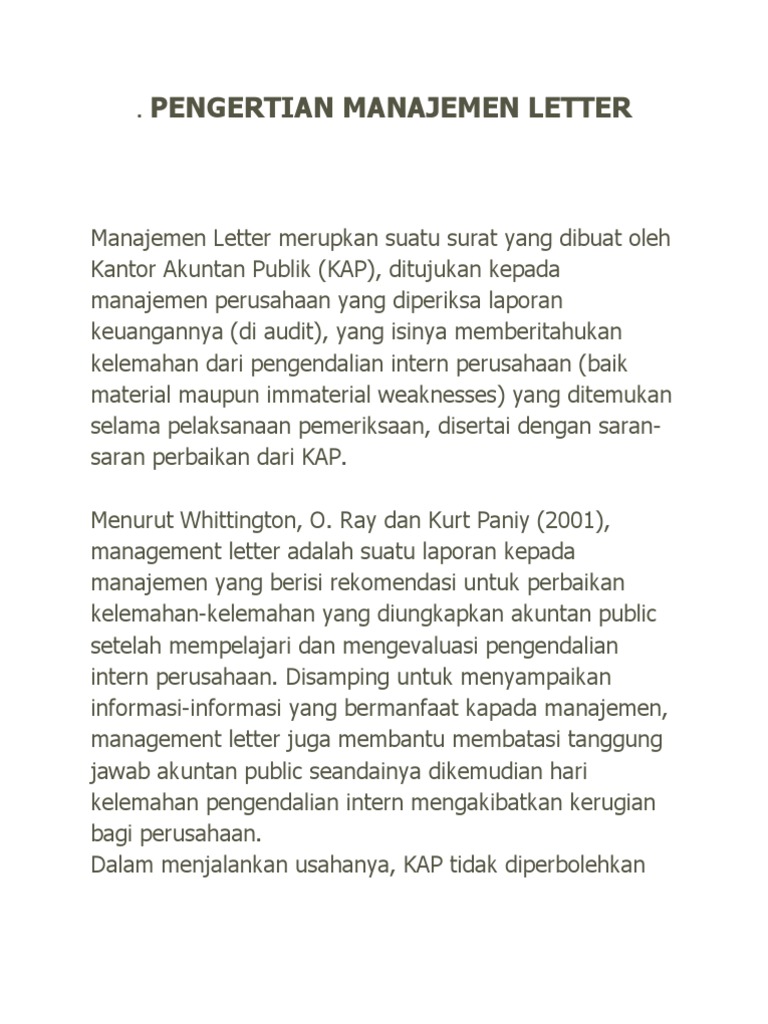 Pengertian Manajemen Letter | PDF
