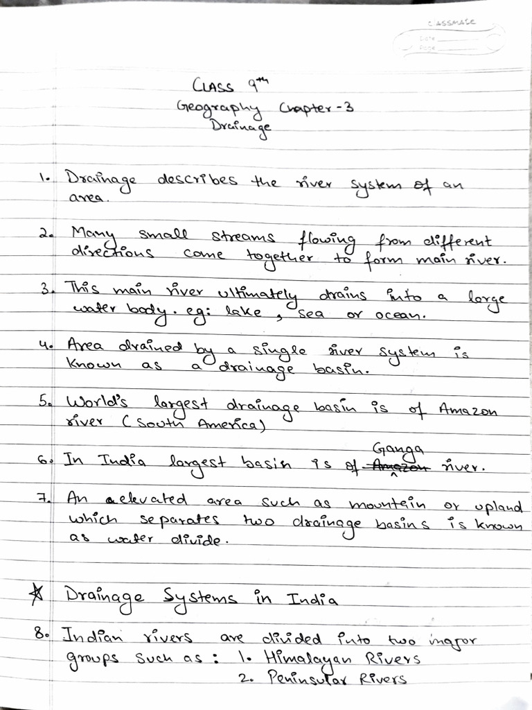Class 9th Geography Chapter 3 Drainage | PDF