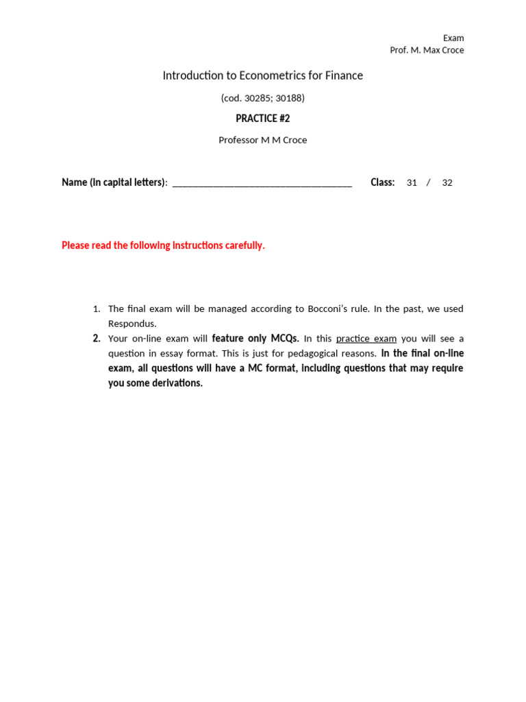 Practice 2 | PDF | Econometrics | Quantitative Research