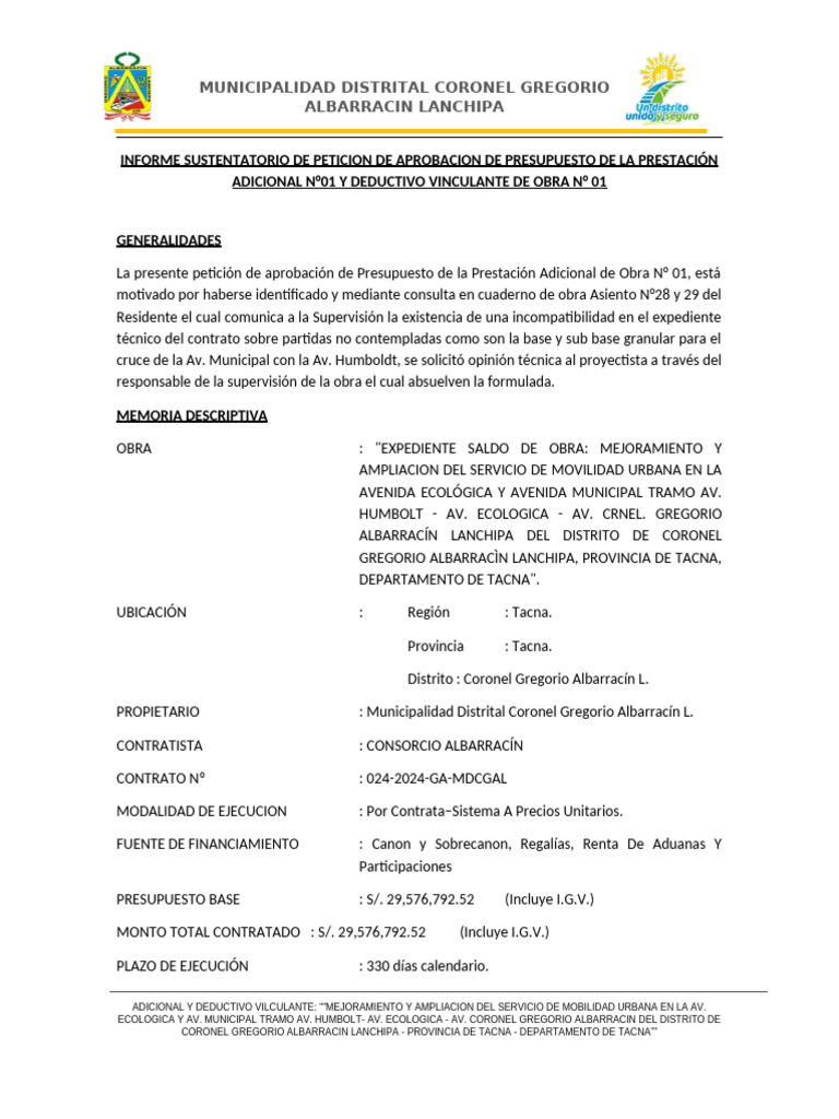ADICIONAL DE OBRA 01 - BASE Y SUB BASE.1 | PDF | Presupuesto