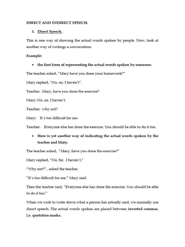 Understanding Direct and Indirect Speech | PDF | Syntax | Linguistics