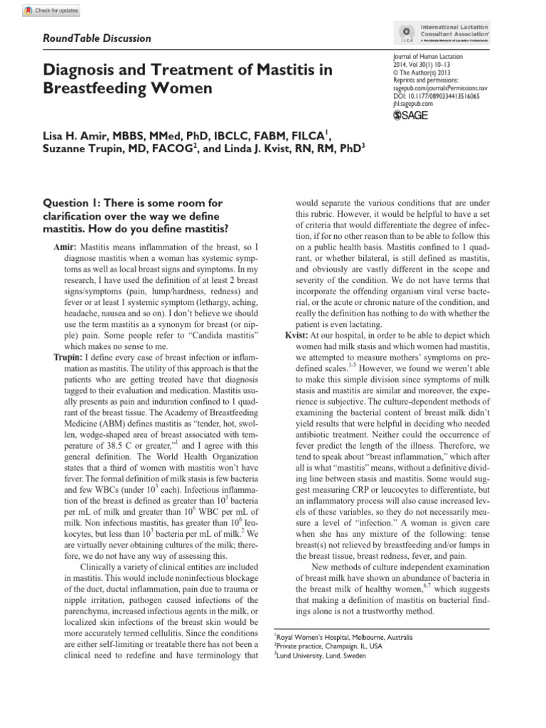 Mastitis Diagnosis in Breastfeeding Women | PDF | Breastfeeding ...