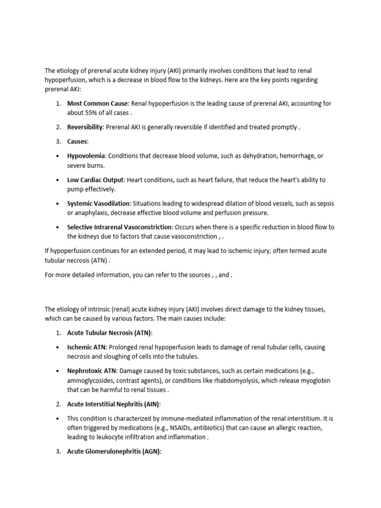 The Etiology of Prerenal Acute Kidney Injury | PDF | Kidney | Vasodilation