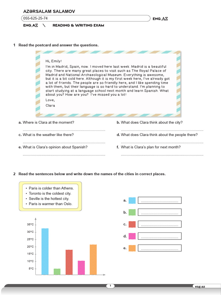 Reading and Writing Exam Practice | PDF