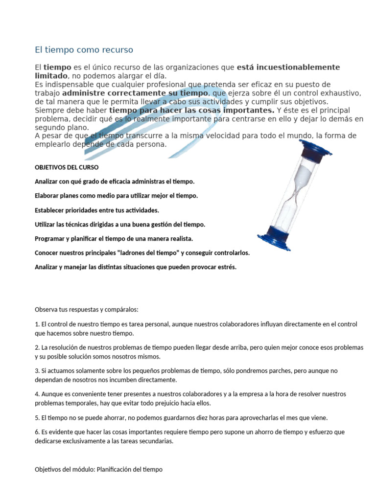 Manejo Del Tiempo | PDF | Estrés (biología) | Gestión del tiempo