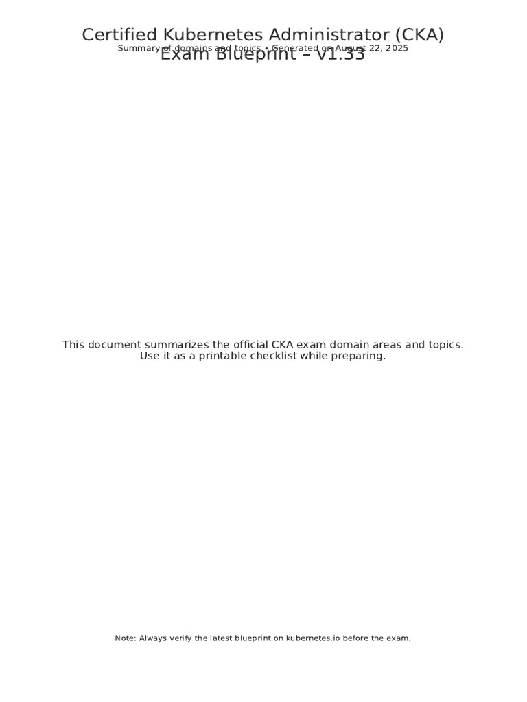 CKA Blueprint v1.33 | PDF