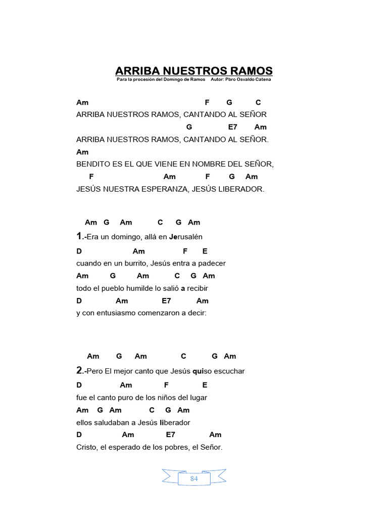 Arriba Nuestros Ramos: Procesión y Canto | PDF