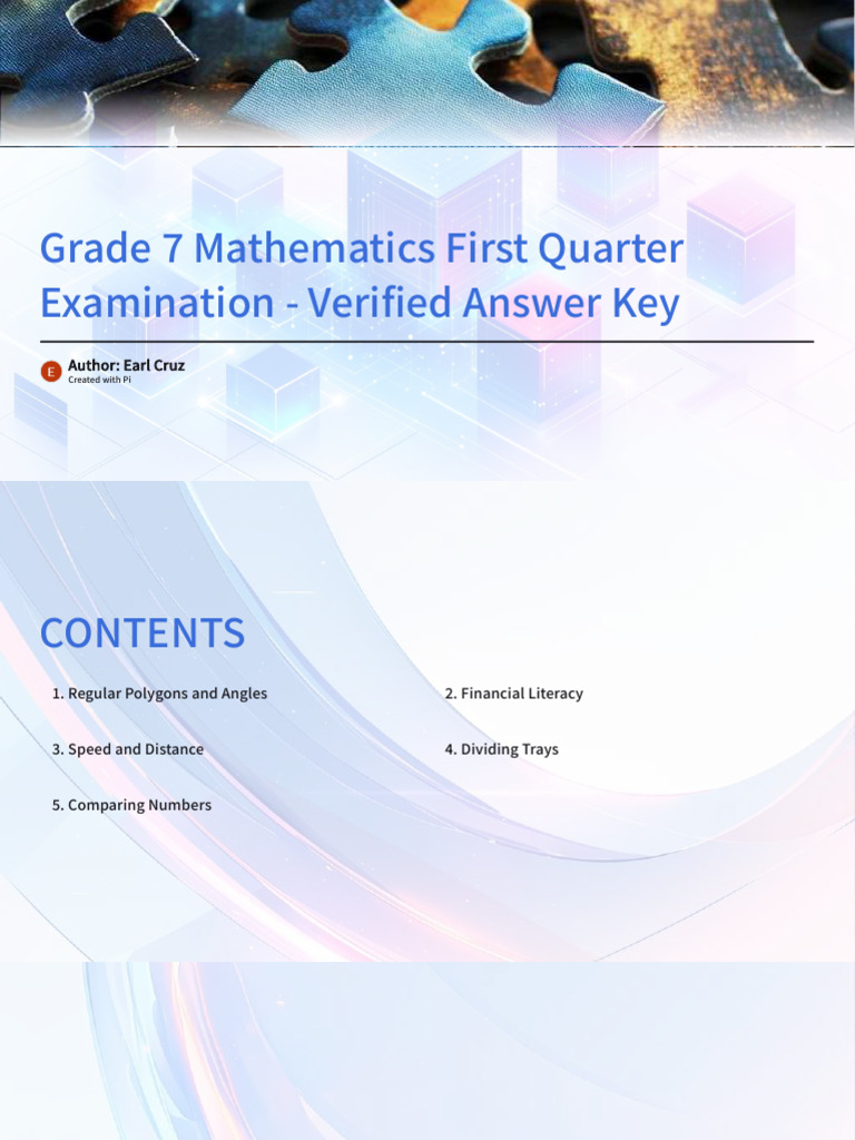 Grade 7 Math Exam Answer Key | PDF | Triangle | Angle