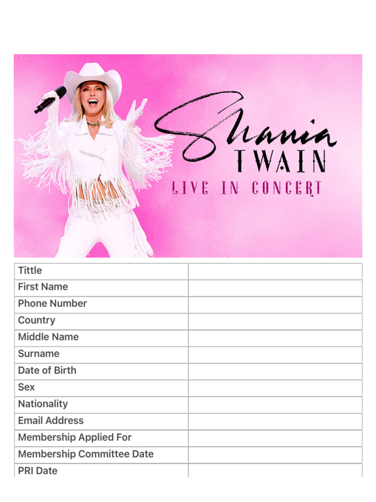 Shania Official Fan Club | PDF