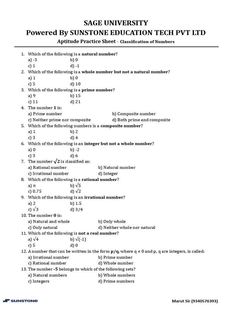 Classification of Numbers | PDF | Numbers | Rational Number