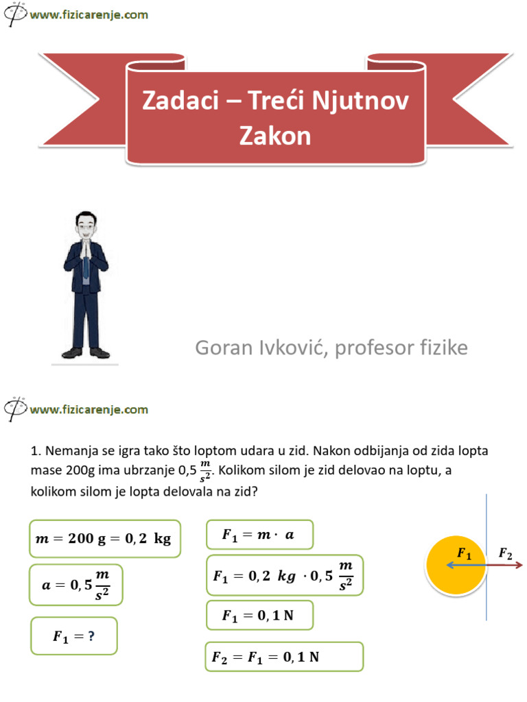 Zadaci Treci Njutnov Zakon | PDF