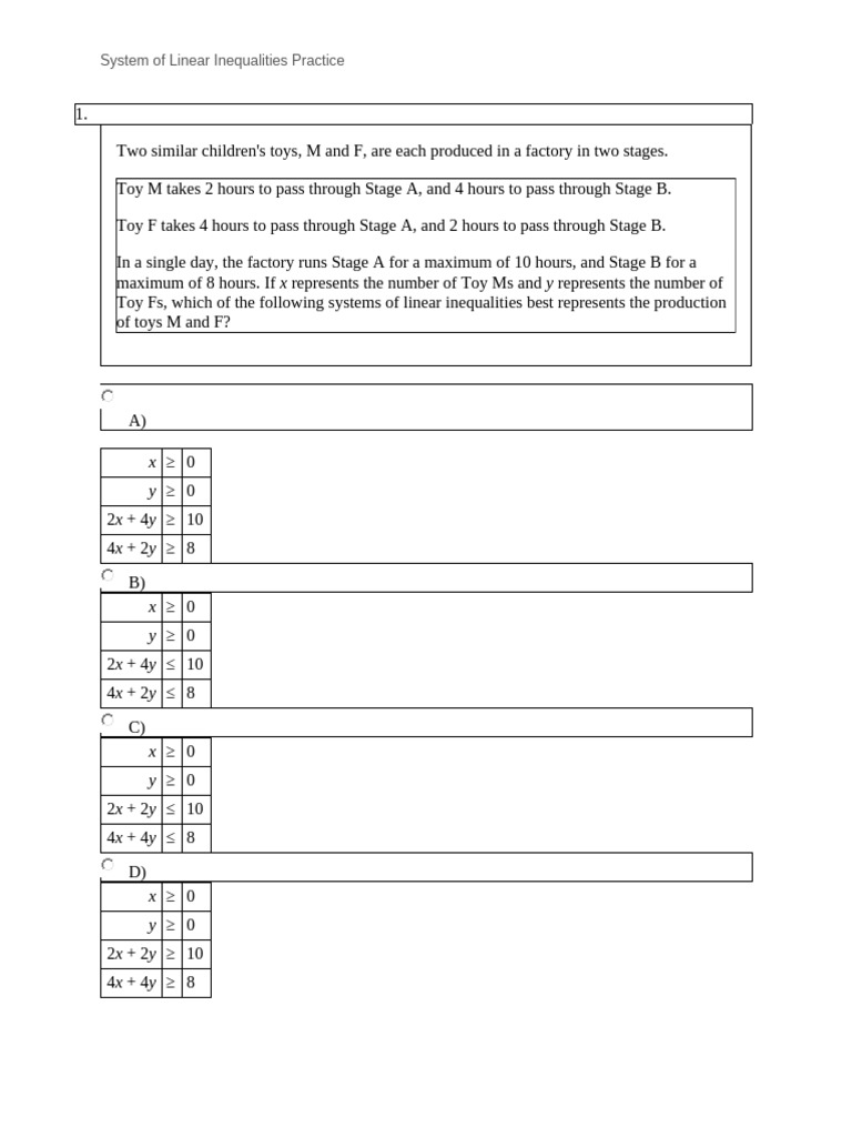 Linear Inequalities Practice Problems | PDF | Inequality (Mathematics ...