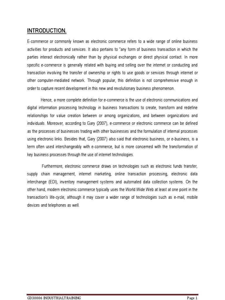 Introduction | PDF | E Commerce | Electronic Business