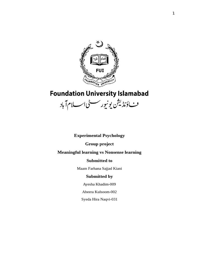 Experimental Final Writeup | PDF | Learning | Memory