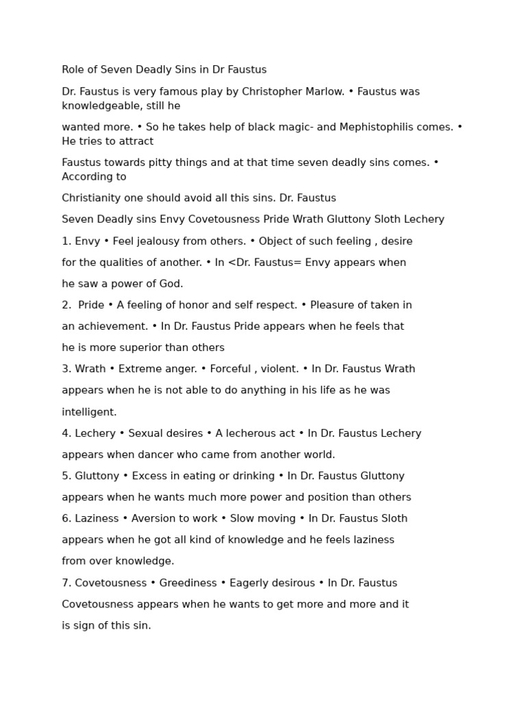 Short Note About 7 Deadly Sin | PDF | Seven Deadly Sins | Sin