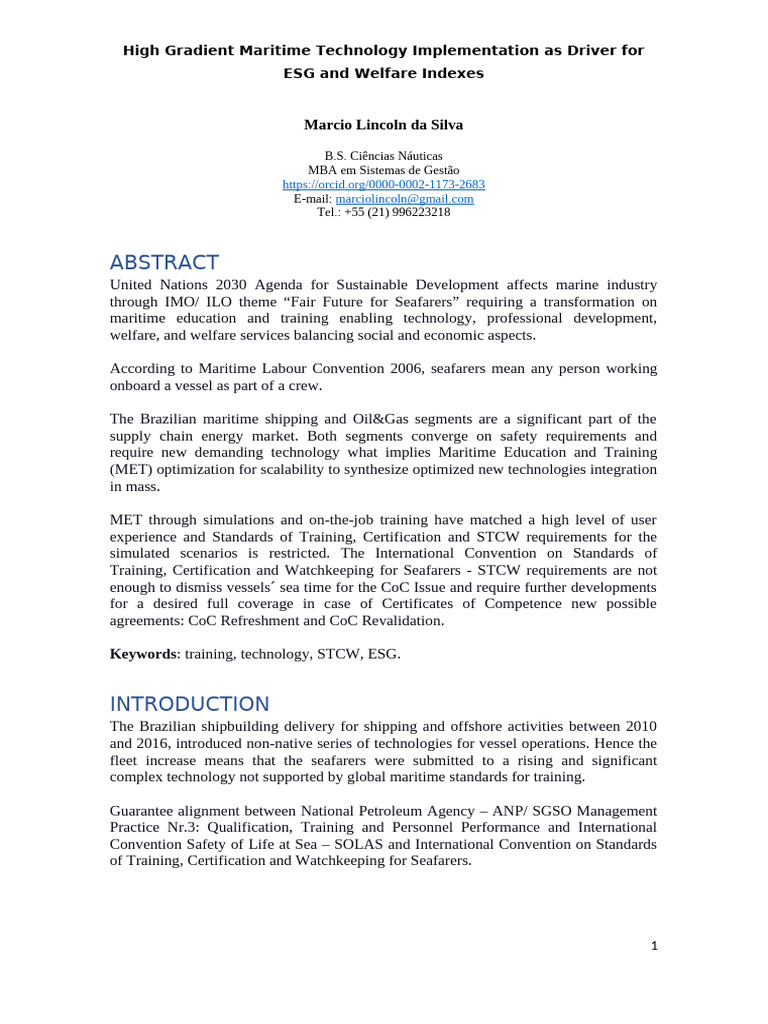 Maritime Technology's Impact on ESG and Welfare | PDF | Augmented ...