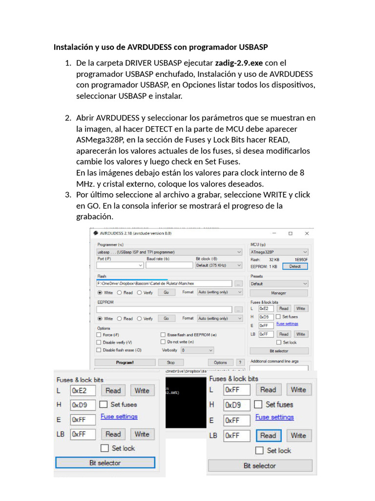 Instalación y Uso de AVRDUDESS Con Programador USBASP | PDF