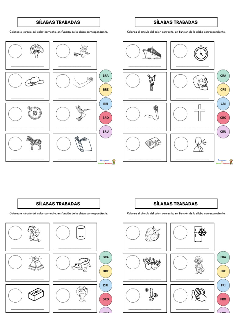 Codigo Colores Silabas Trabadas Con R | PDF