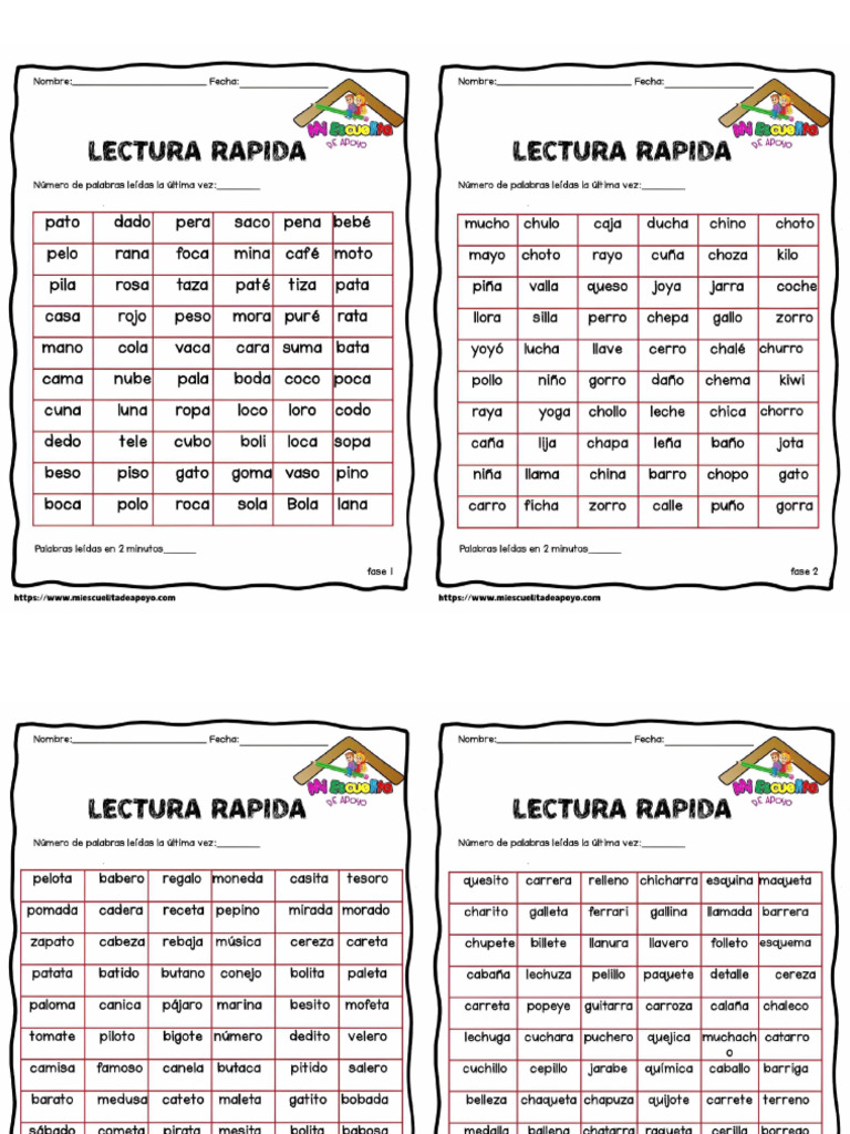 Ejercicios de Lectura Rápida para Niños | PDF