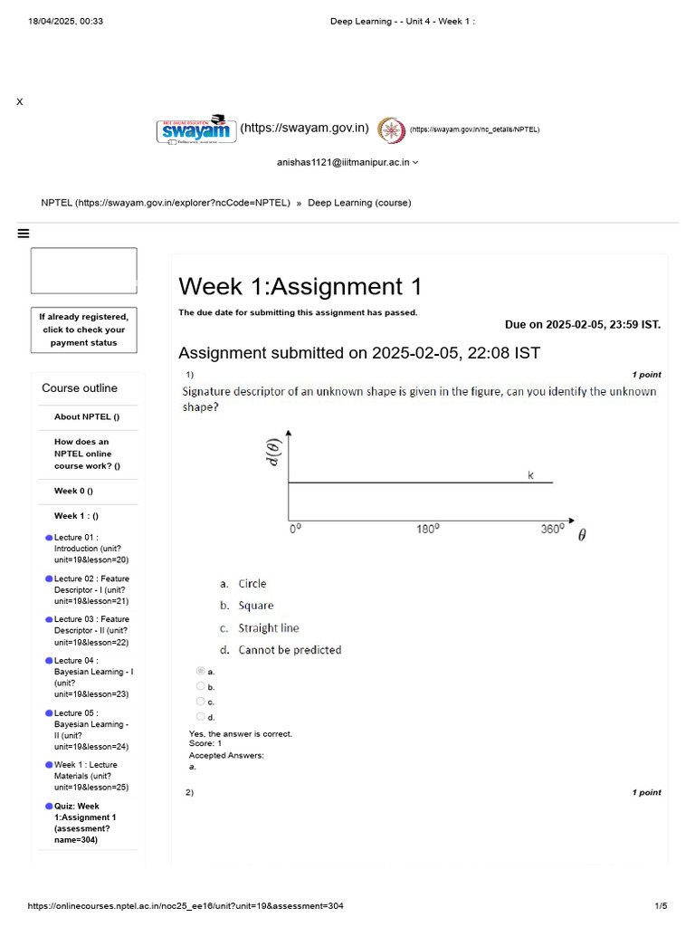 Deep Learning - Unit 4 - Week 1 | PDF | Qualifications