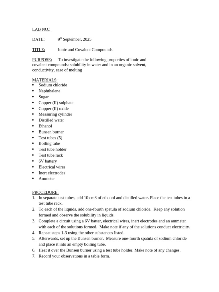 Ionic vs Covalent Compounds Study | PDF | Salt (Chemistry) | Solvation