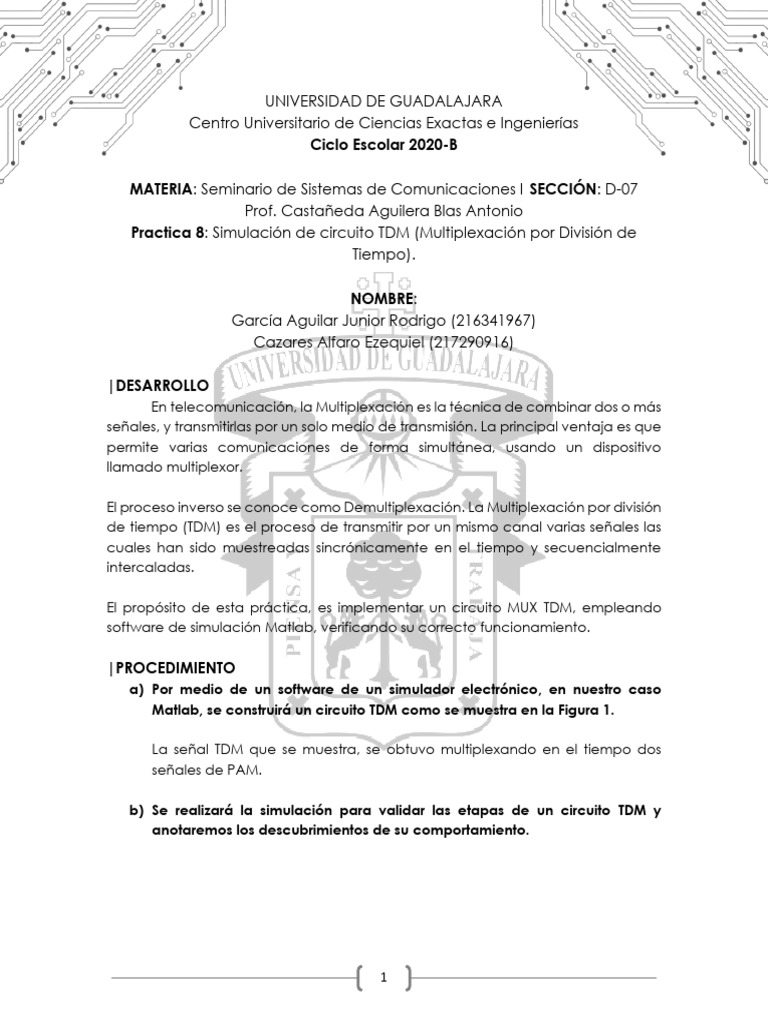 Reporte Practica 8 - TDM (Multiplexación Por División de Tiempo) | PDF | Multiplexación ...