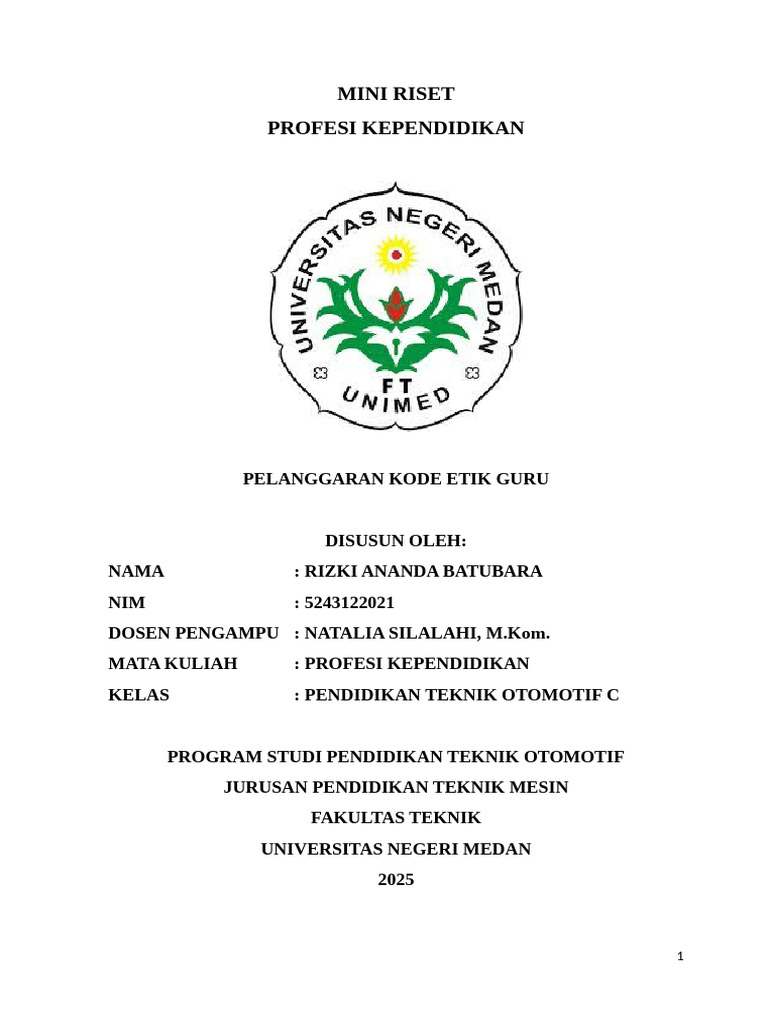 Mini Riset Profesi Kependidikan Rizki Ananda Batubara | PDF