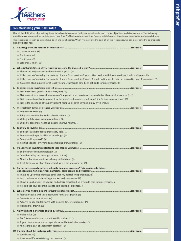 Risk Profiler | PDF | Investing | Risk