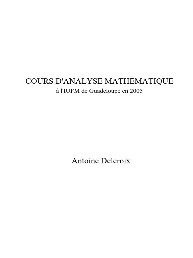 Cours d'Analyse Mathématique 2005 | PDF